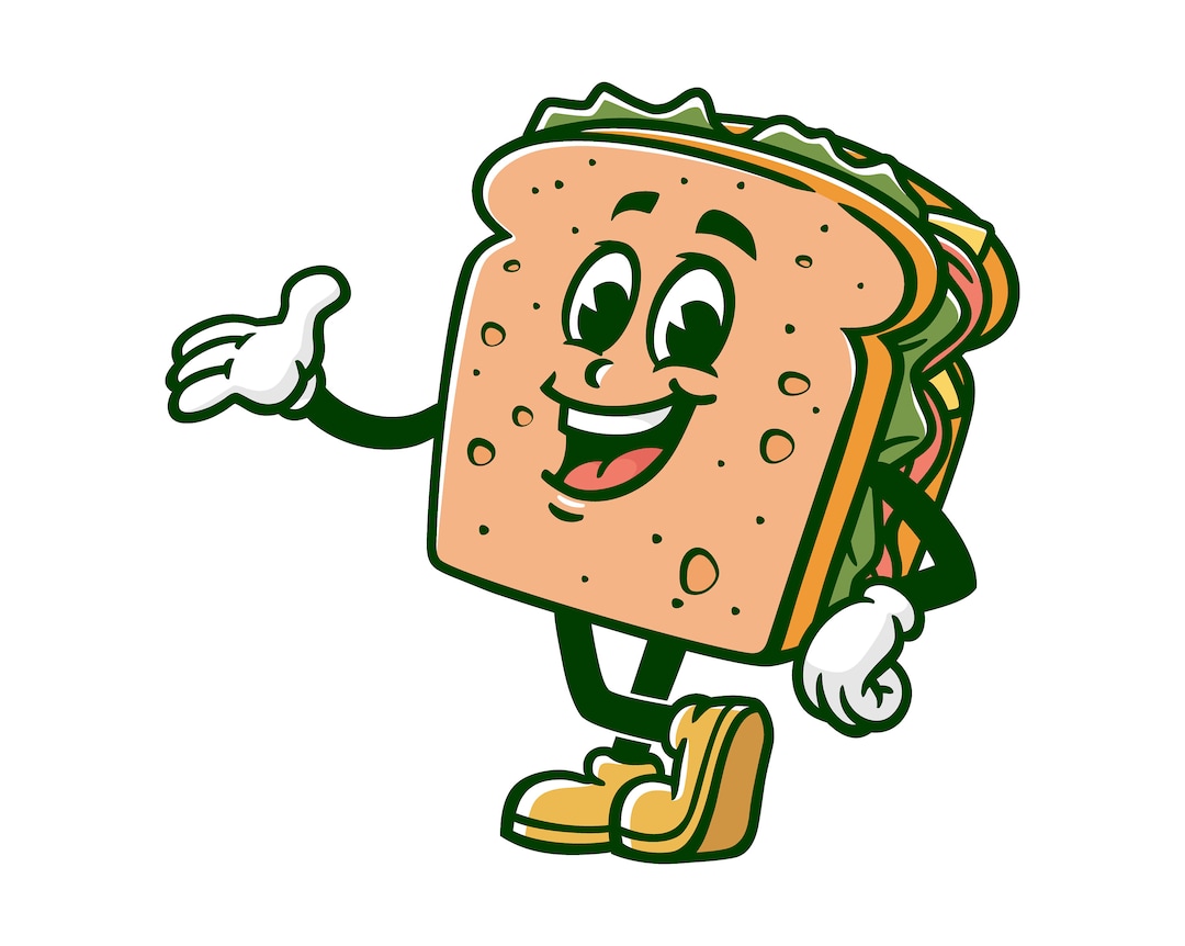 Sandwich Cartoon Mascot Vector Illustration Design Character - Etsy