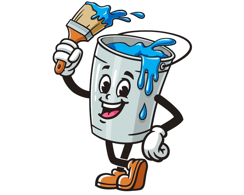 Paint Bucket Cartoon Mascot Illustration Design Character Vector - Etsy