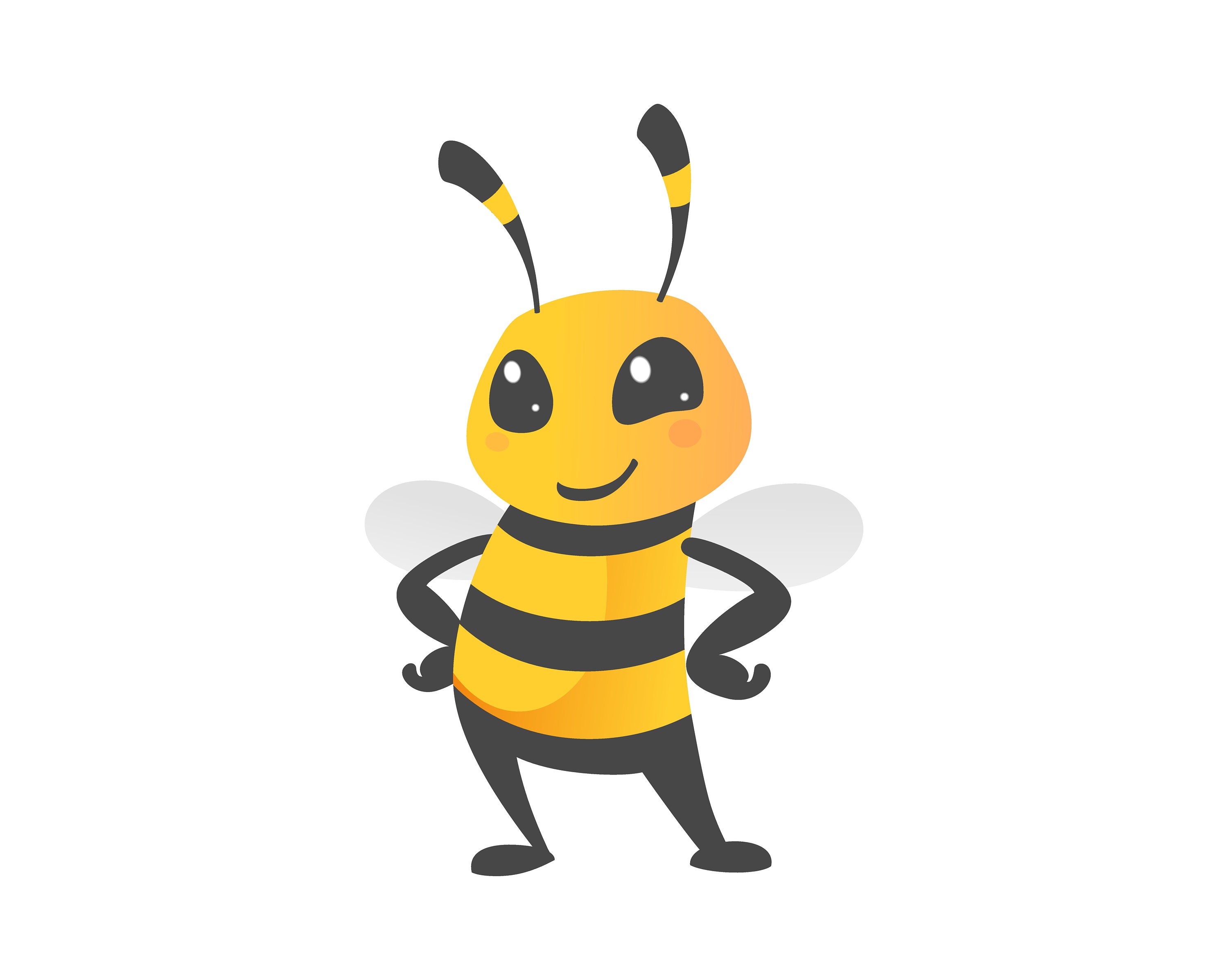 Bee Cartoon Mascot Illustration Design Character - Etsy