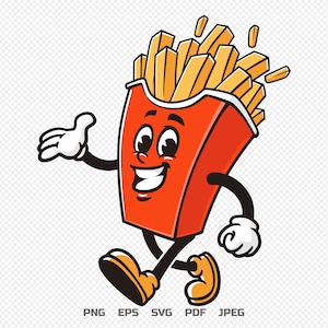 Walking French Fries Cartoon Mascot Vector Illustration Design ...