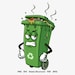 Grumpy Dirty Trash Bin, Garbage Bin, Trash Can, Green, Cartoon Mascot ...
