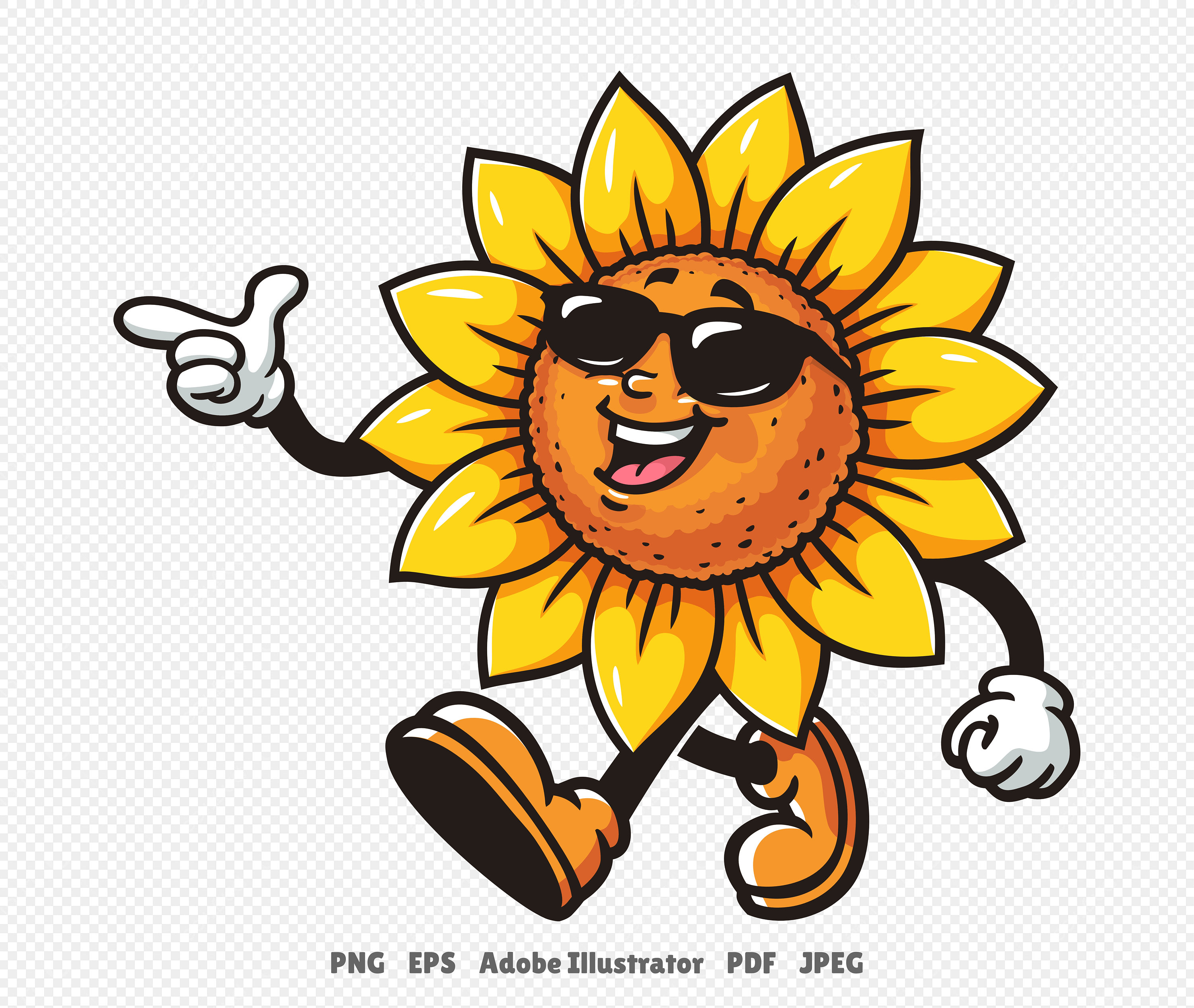 Sunflower With Sunglasses Cartoon Mascot Illustration Character Vector ...