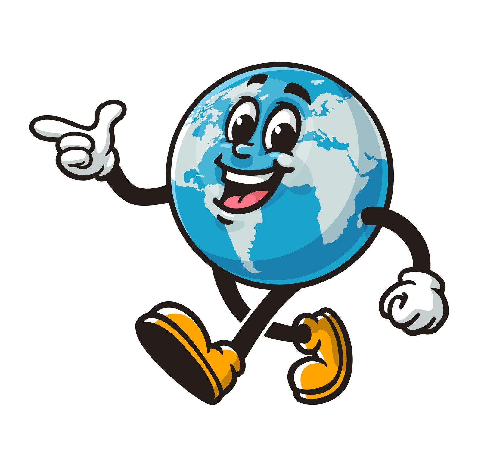 Walking Earth Cartoon Mascot Illustration Character Vector Clip-art ...