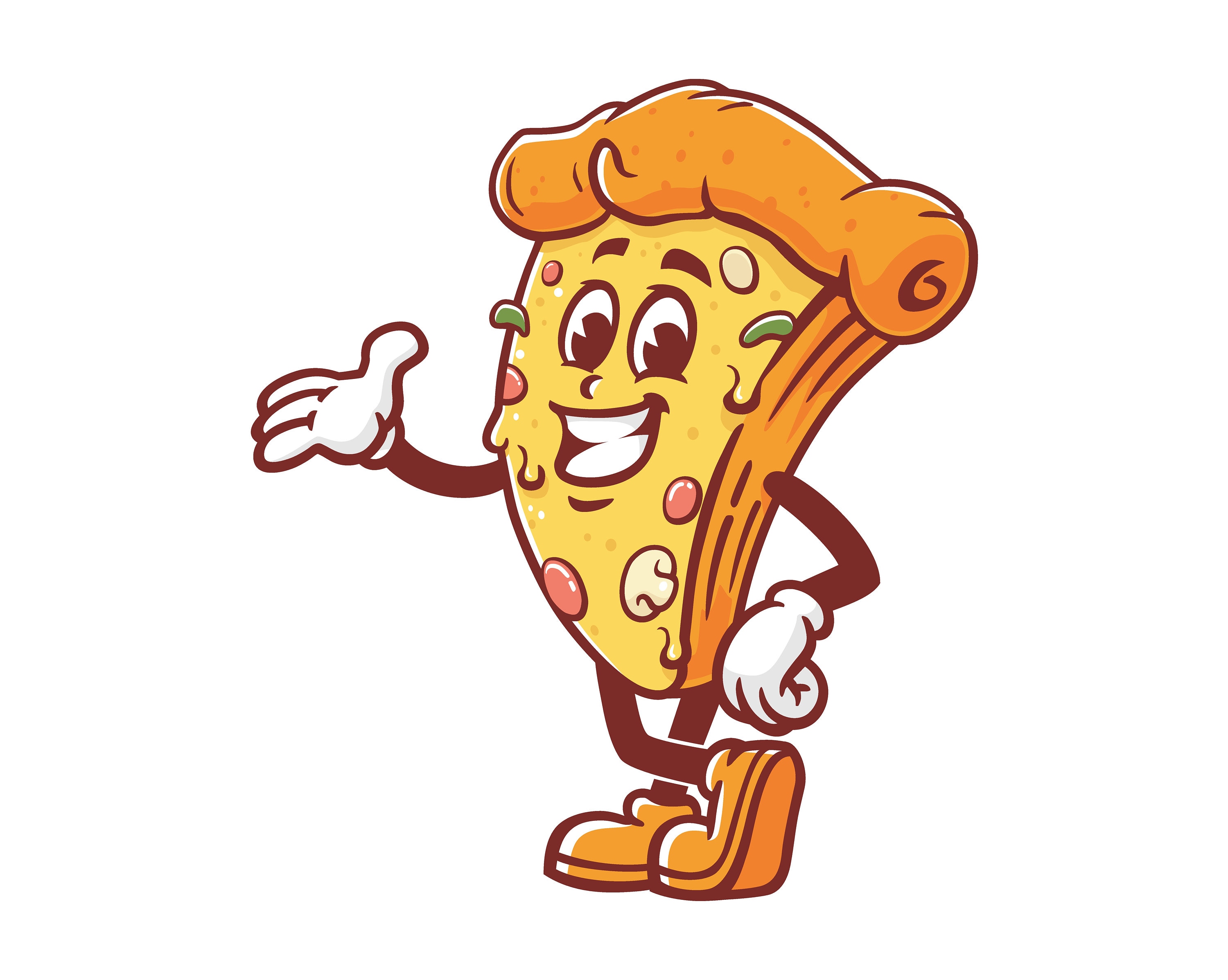 Pizza Cartoon Mascot Illustration Design Character - Etsy