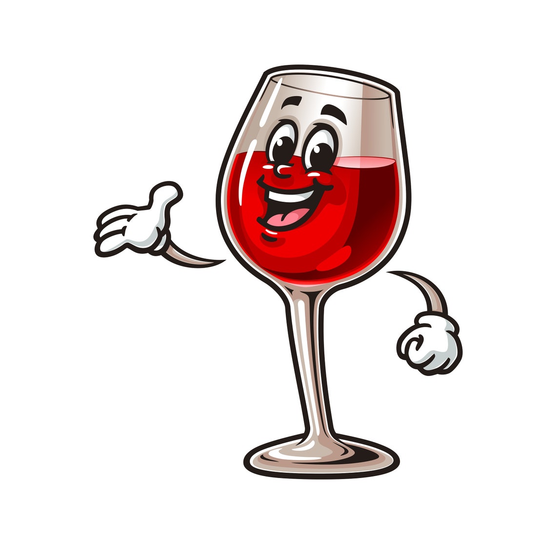 Wine Glass Cartoon Mascot Illustration Character Vector Clip-art Hand ...