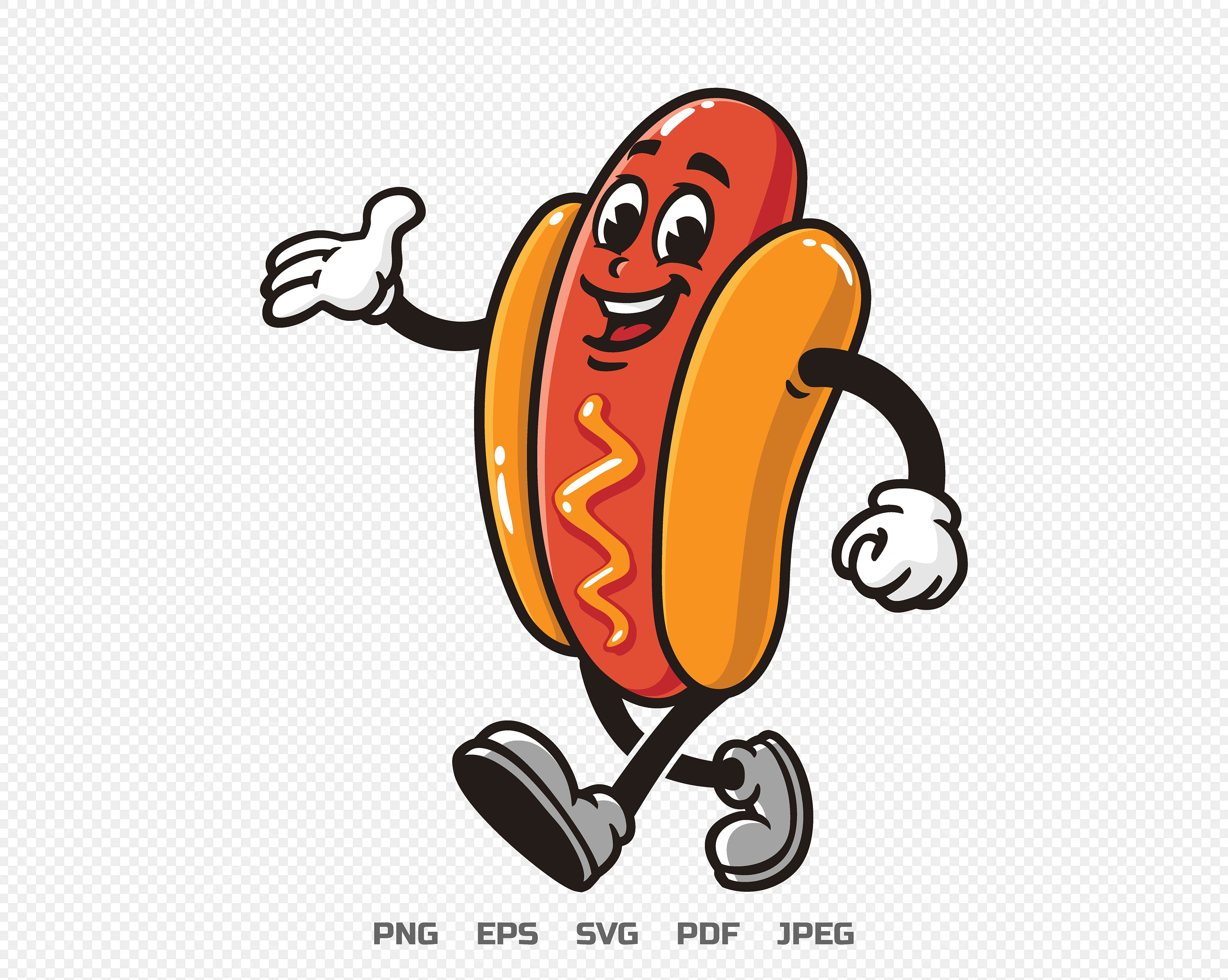 Walking Hot Dog Cartoon Mascot Illustration Character Vector Clip-art ...