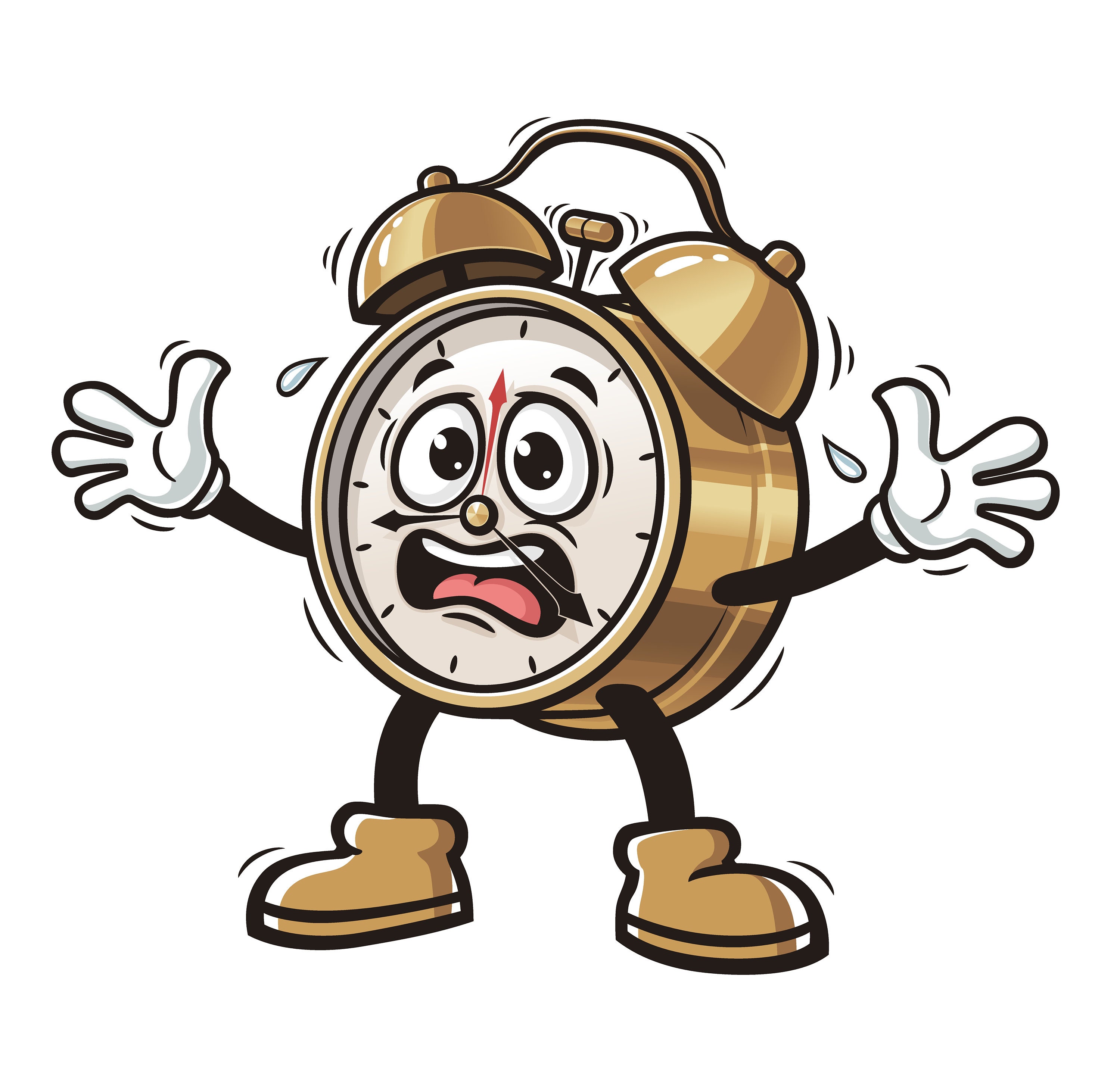 Panic Alarm Clock, Ringing Alarm, Wake Up, Cartoon Mascot Illustration ...