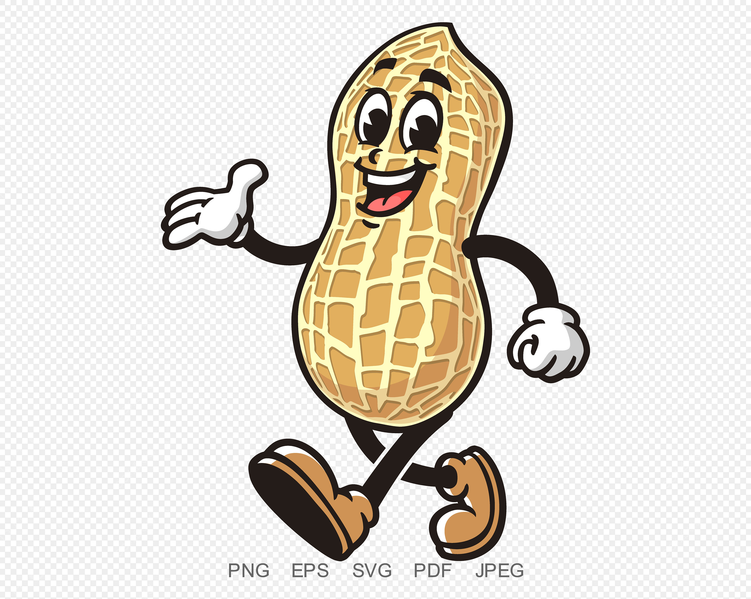Walking Peanut Cartoon Mascot Illustration Design Character Vector Clip ...