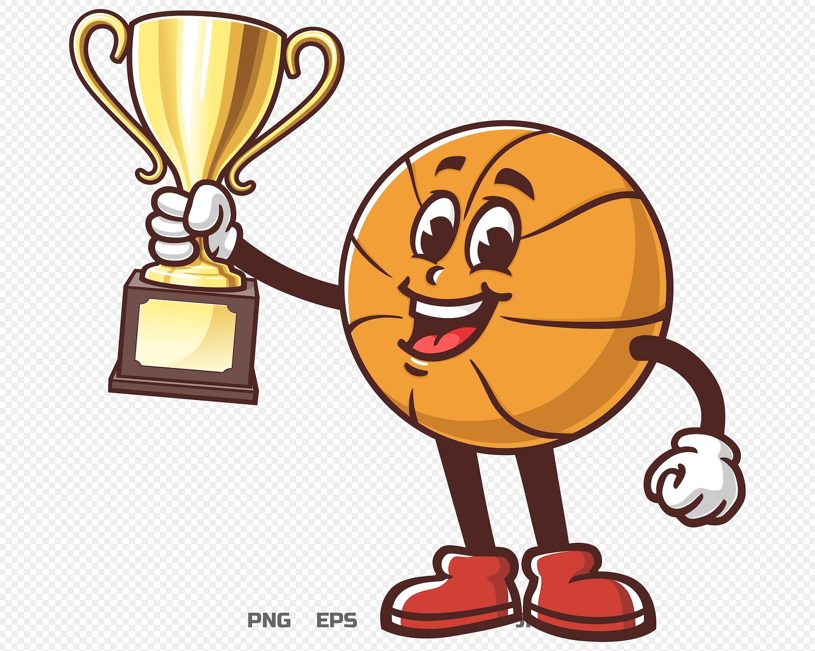 Basketball is Holding the Trophy, Cartoon Mascot Illustration Character ...