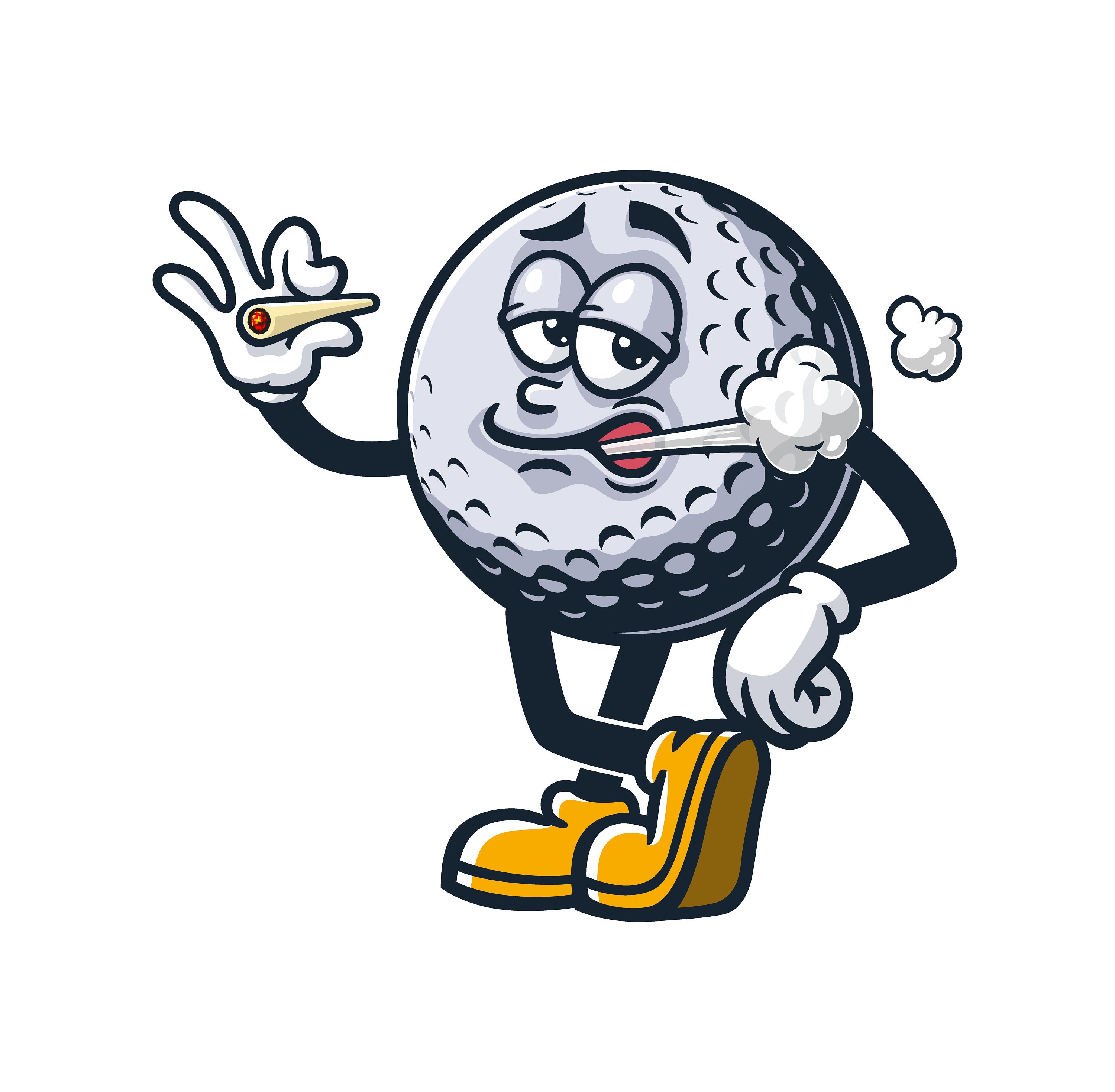 Smoking Golf Ball Cartoon Mascot Illustration Character Vector Clip Art ...