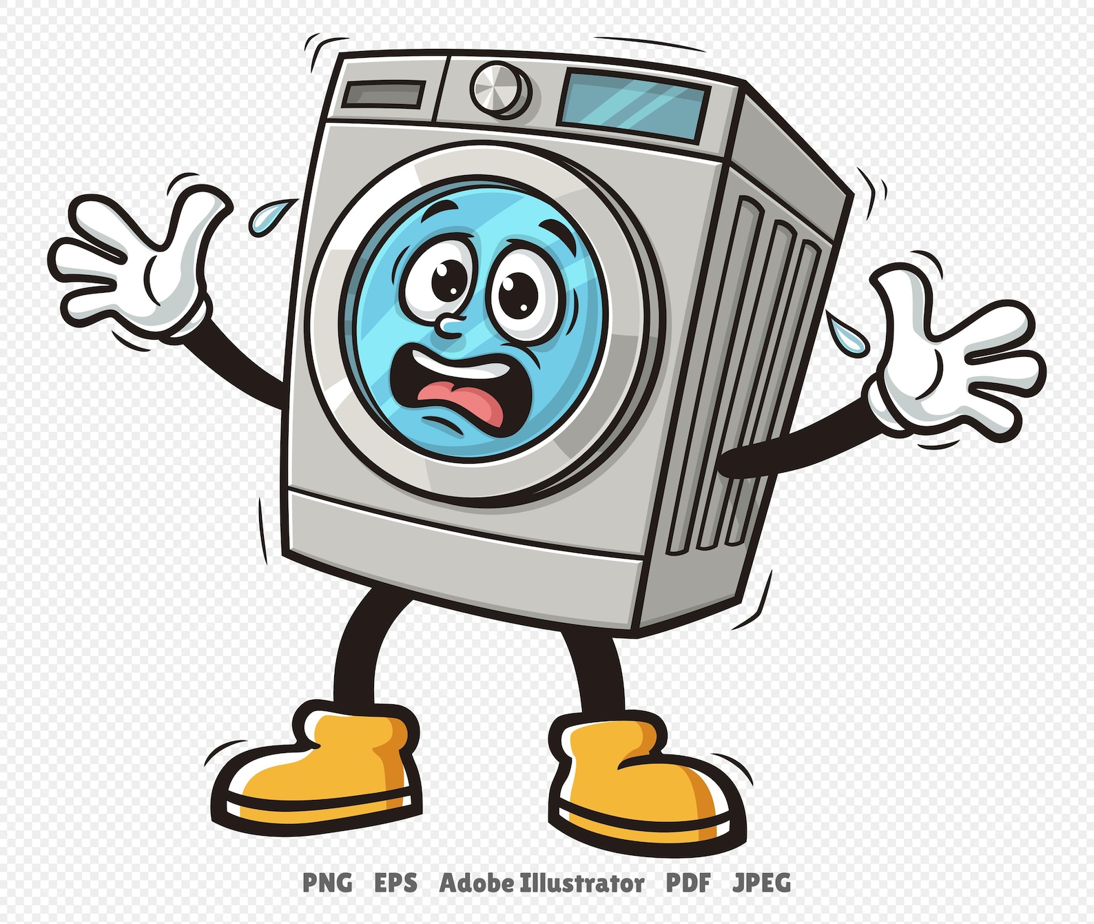 Panic Washing Machine Cartoon Mascot Illustration Character Vector Clip ...