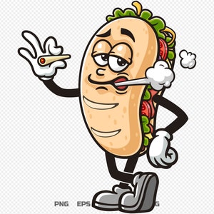 Smoking Sub Sandwich Cartoon Mascot Illustration Character Vector Clip ...