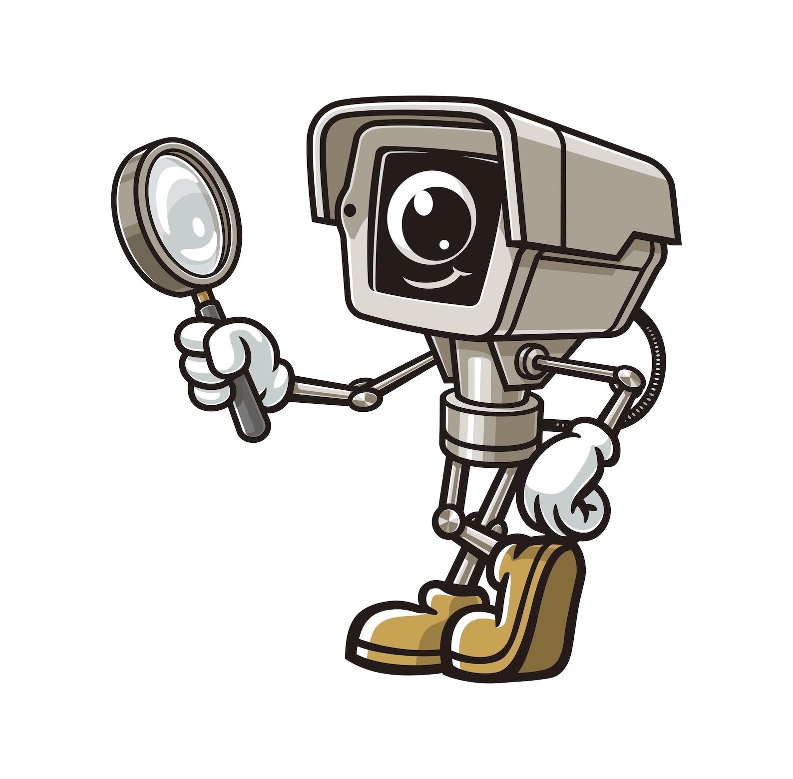 CCTV With Detective Magnifying Lens, CCTV Camera Cartoon Mascot ...