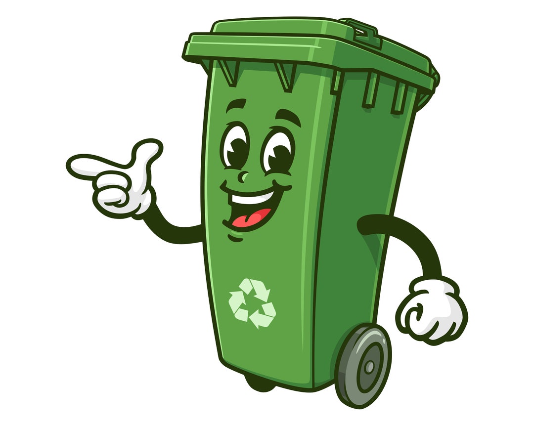 Walking Trash Bin Garbage Bin Trash Can Cartoon Mascot Illustration ...