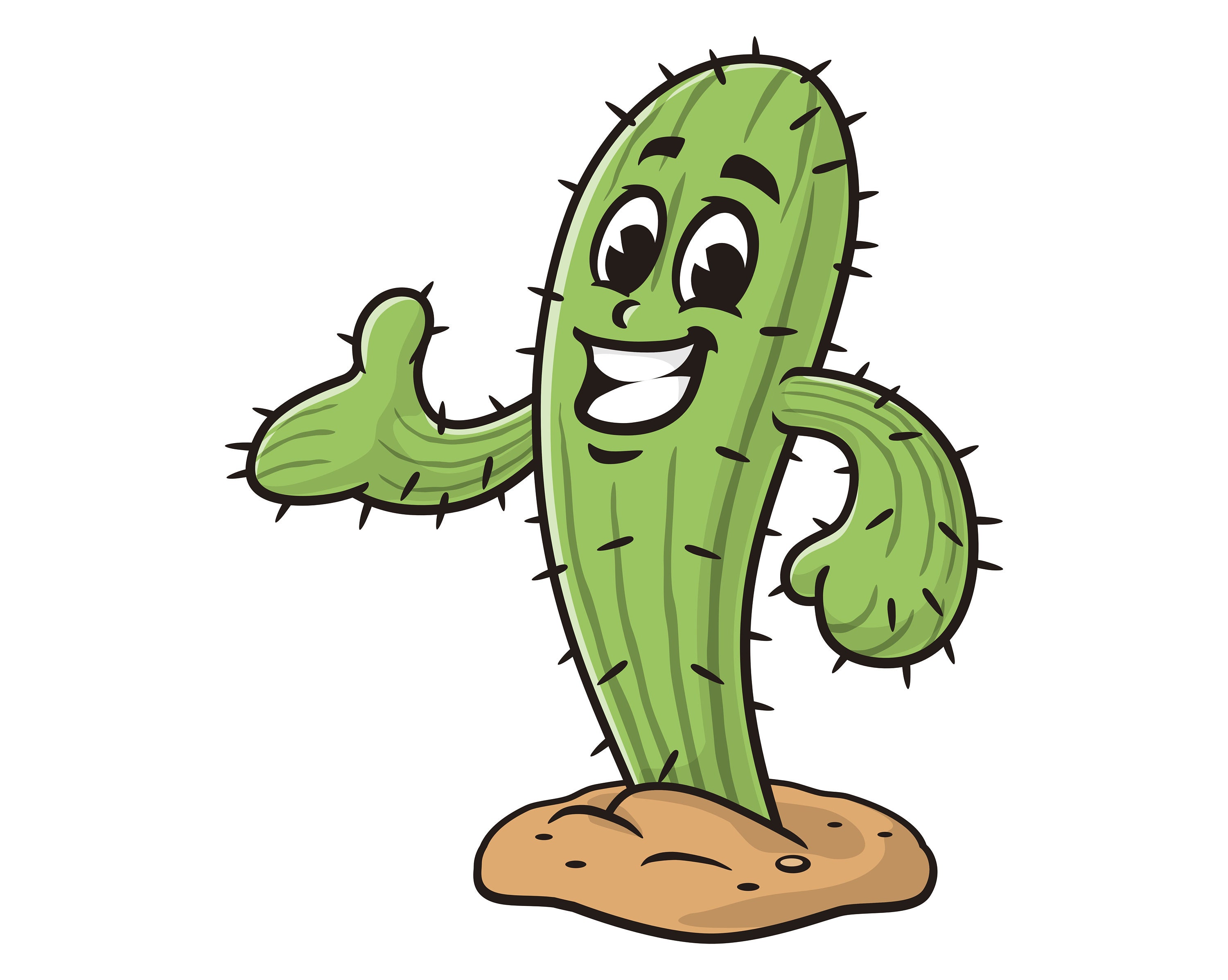Cactus Cartoon Mascot Illustration Design Character Vector - Etsy