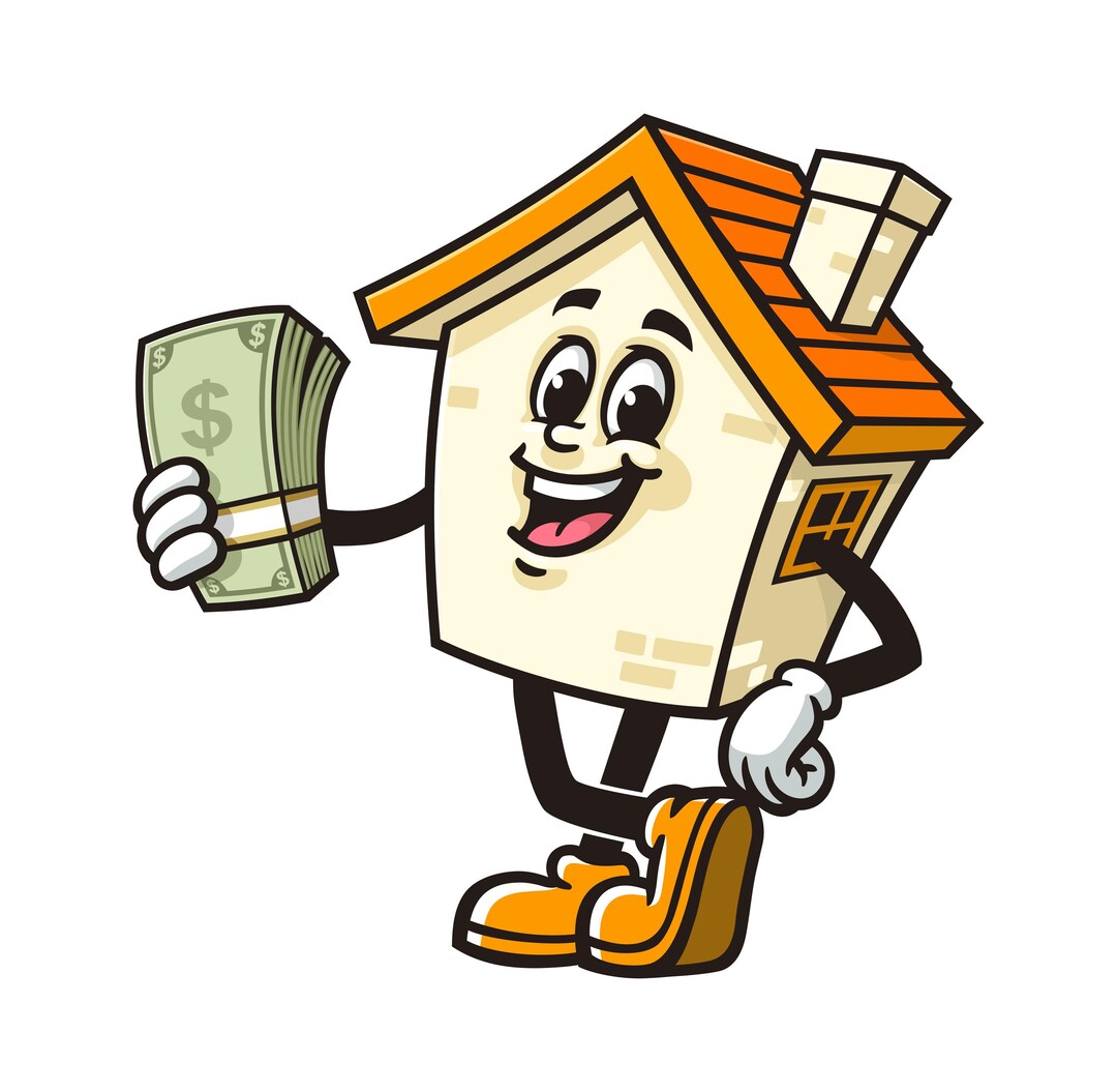 House is Holding Cash, House Cartoon Mascot Illustration Character ...