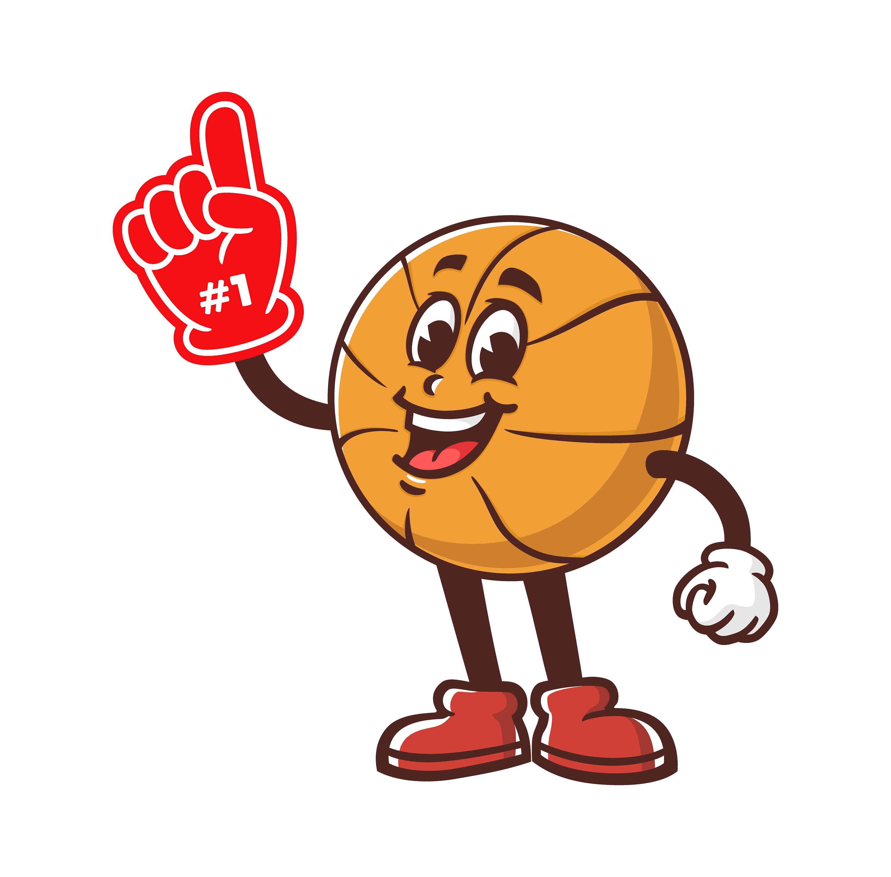 Basketball With Foam Finger Cartoon Mascot Illustration Character ...