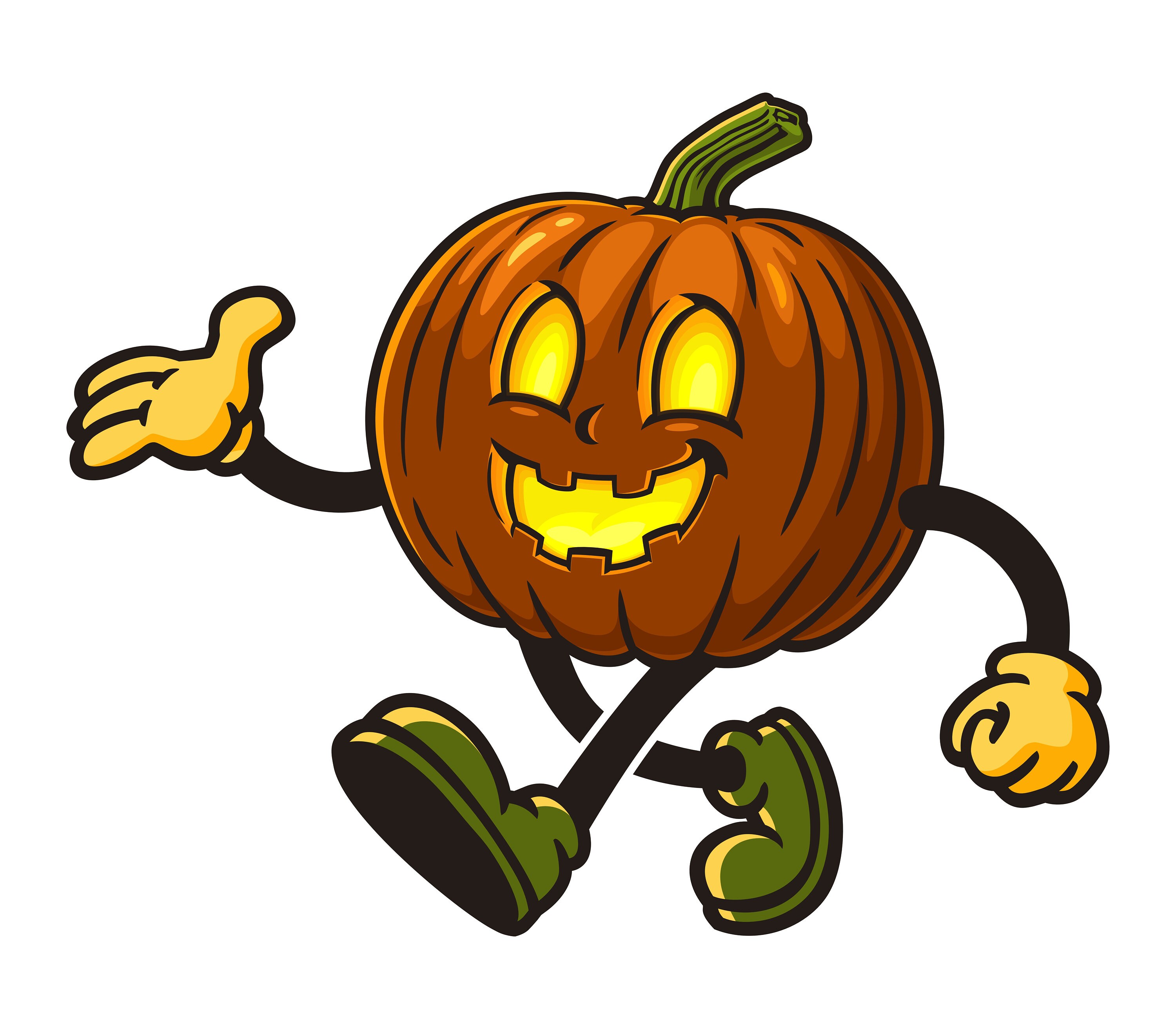 Walking Pumpkin Light up Cartoon Mascot Illustration Design Character ...
