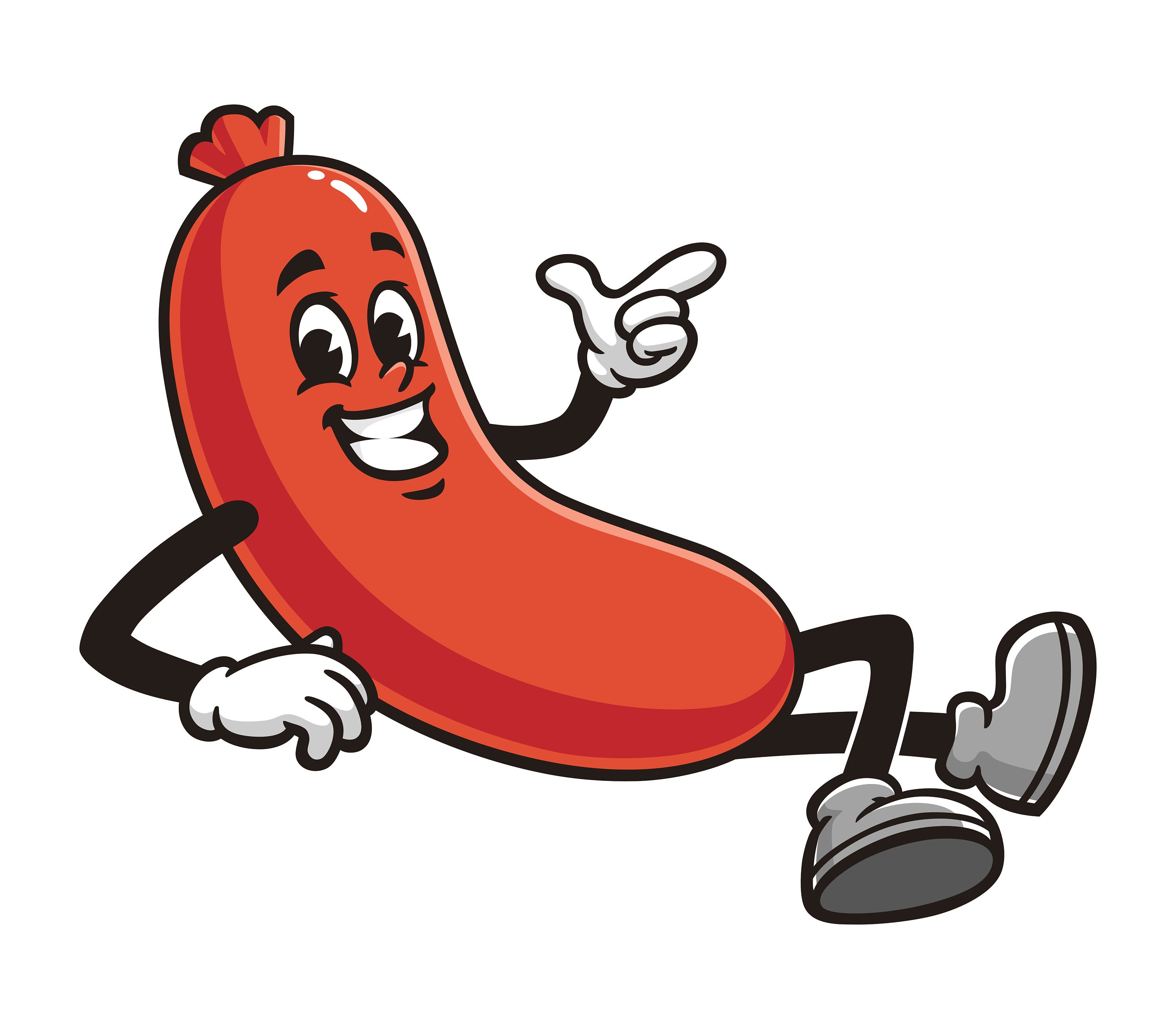 Sausage Hot Dog Relaxed Cartoon Mascot Illustration Design Character ...