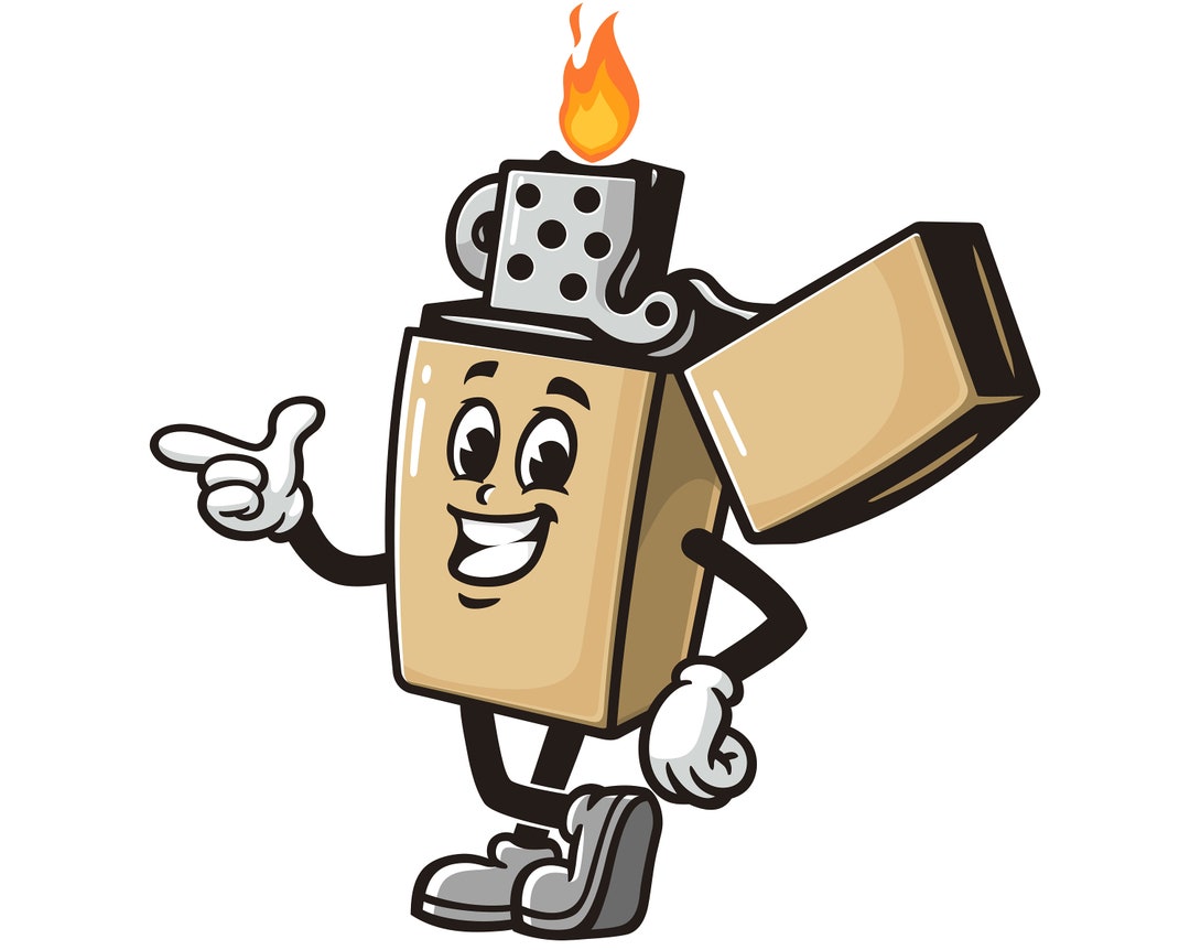 Lighter Cartoon Mascot Illustration Design Character Vector Retro ...