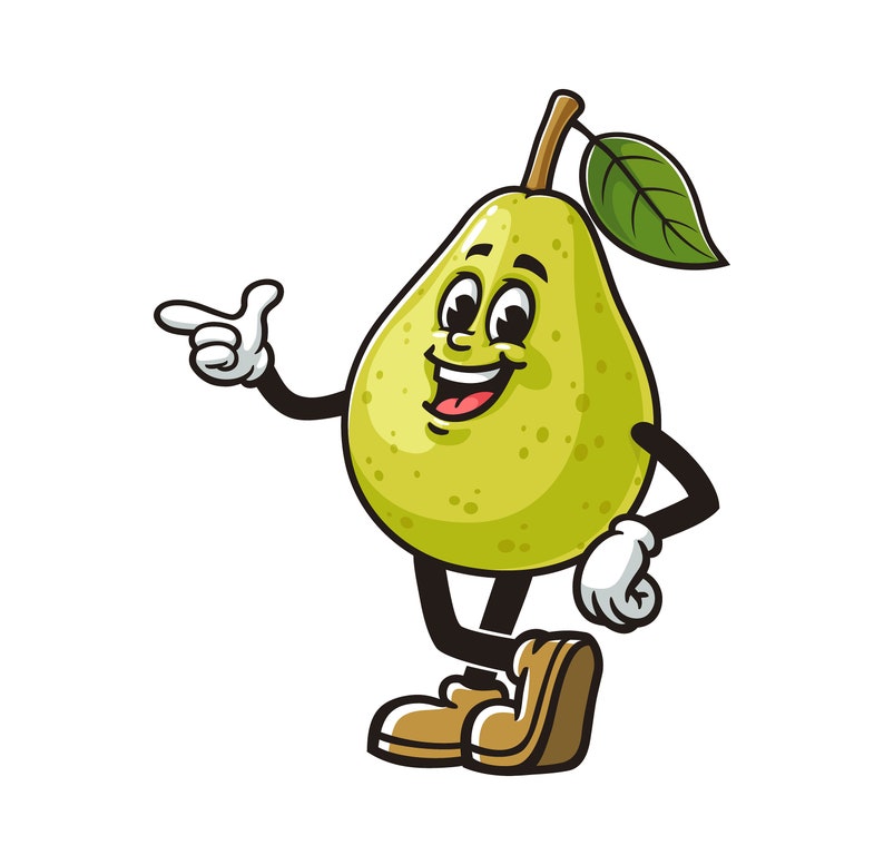 Pear Cartoon Mascot Illustration Character Vector Clip-art Hand-drawn ...