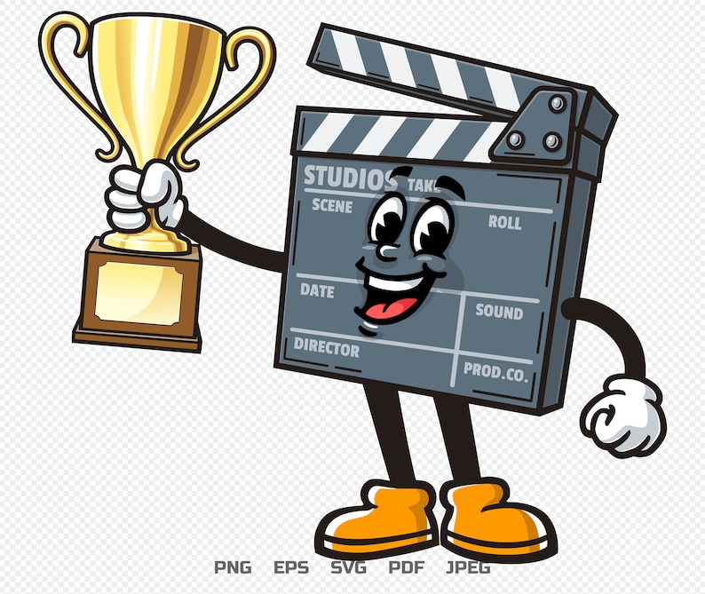 Clapperboard is Holding a Trophy, Clapperboard, Movie, Cartoon Mascot ...