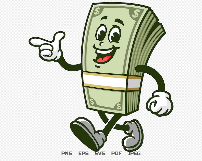 Walking Money Cash cartoon mascotte illustratie ontwerp karakter vector ...