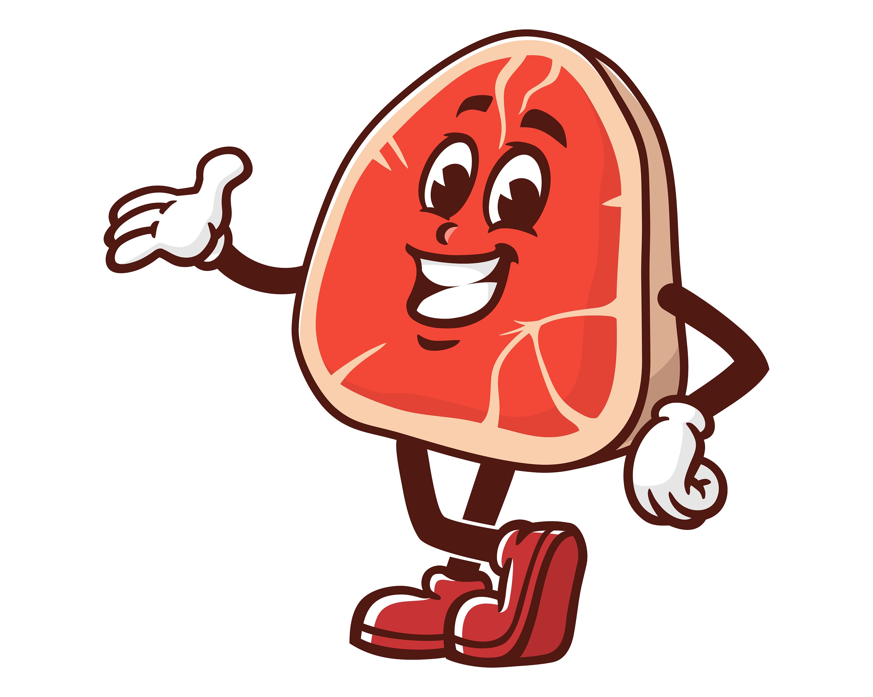 Meat Steak Cartoon Mascot Illustration Design Character Vector Etsy