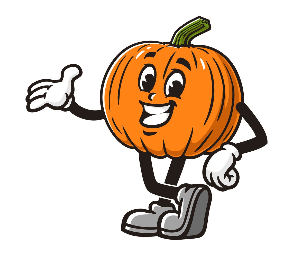 Pumpkin Cartoon Mascot Illustration Design Character Clip Art Vector - Etsy