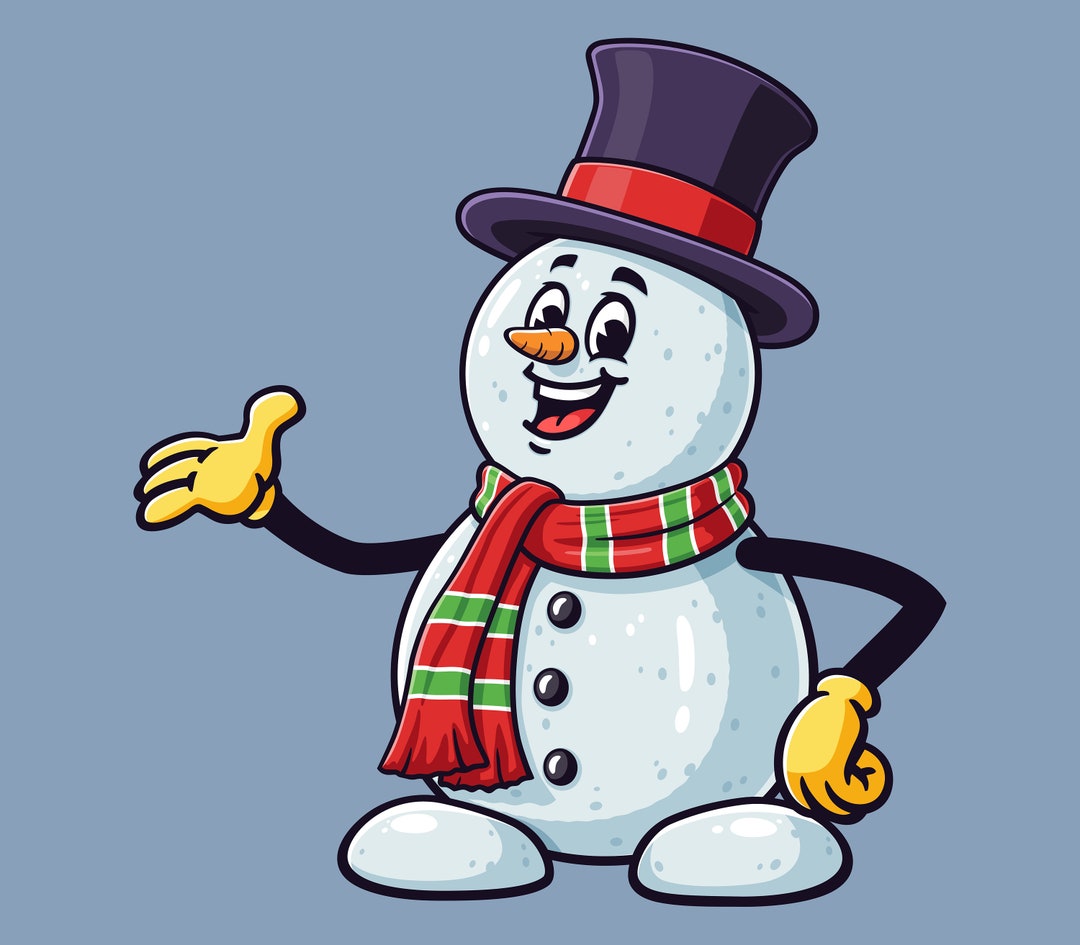 Snowman Cartoon Mascot Illustration Design Character Clip Art - Etsy