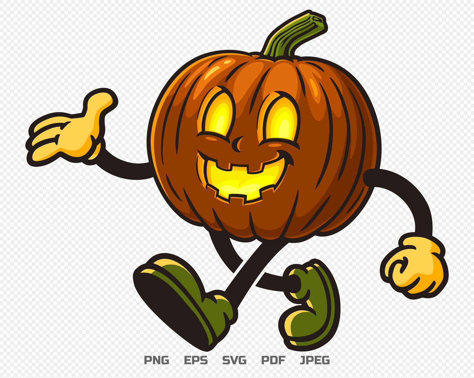 Walking Pumpkin Light up Cartoon Mascot Illustration Design Character ...