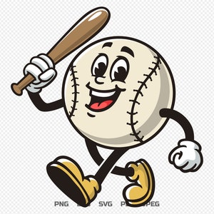 Walking Baseball Cartoon Mascot Illustration Design Character Vector - Etsy