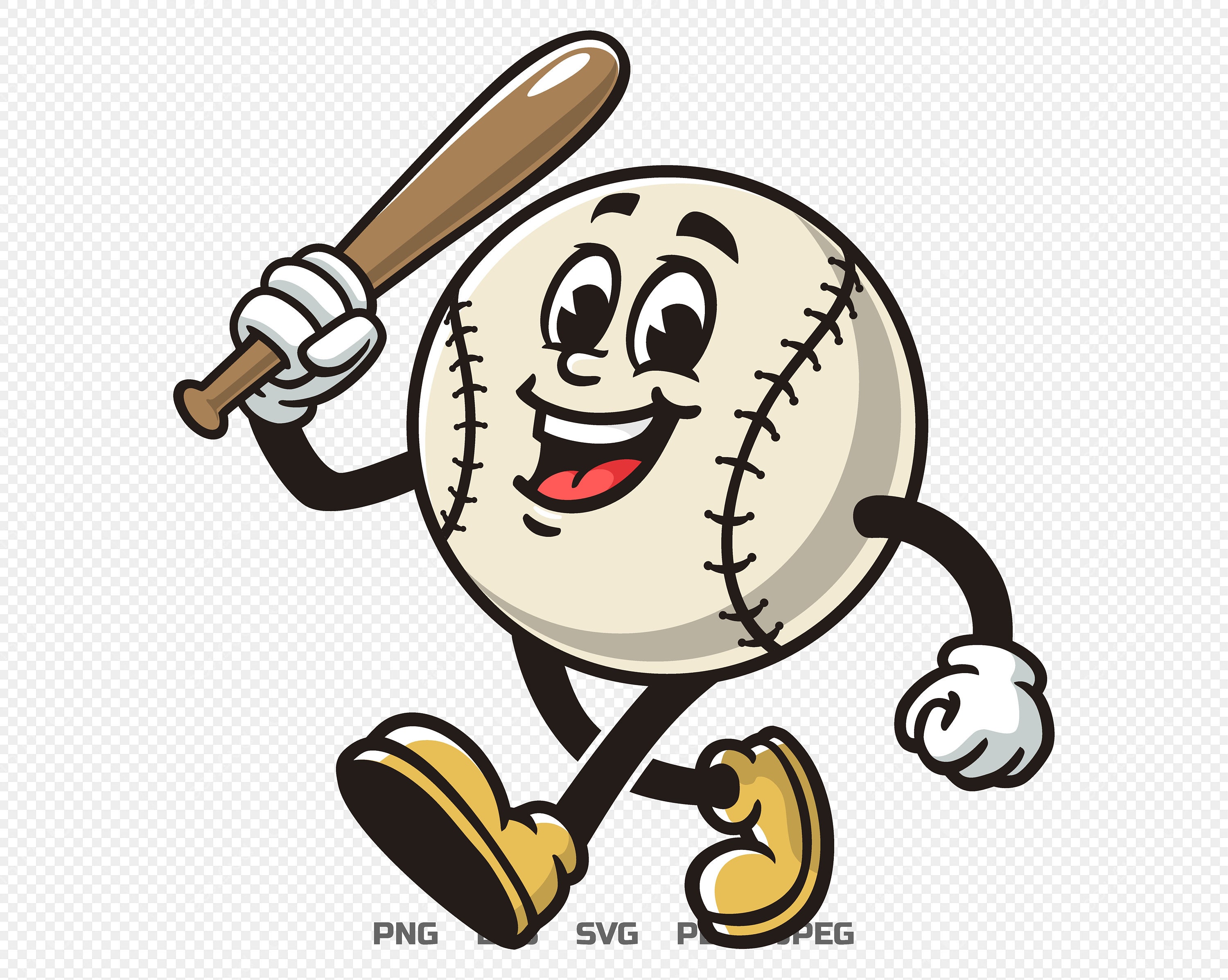 Walking Baseball Cartoon Mascot Illustration Design Character Vector - Etsy