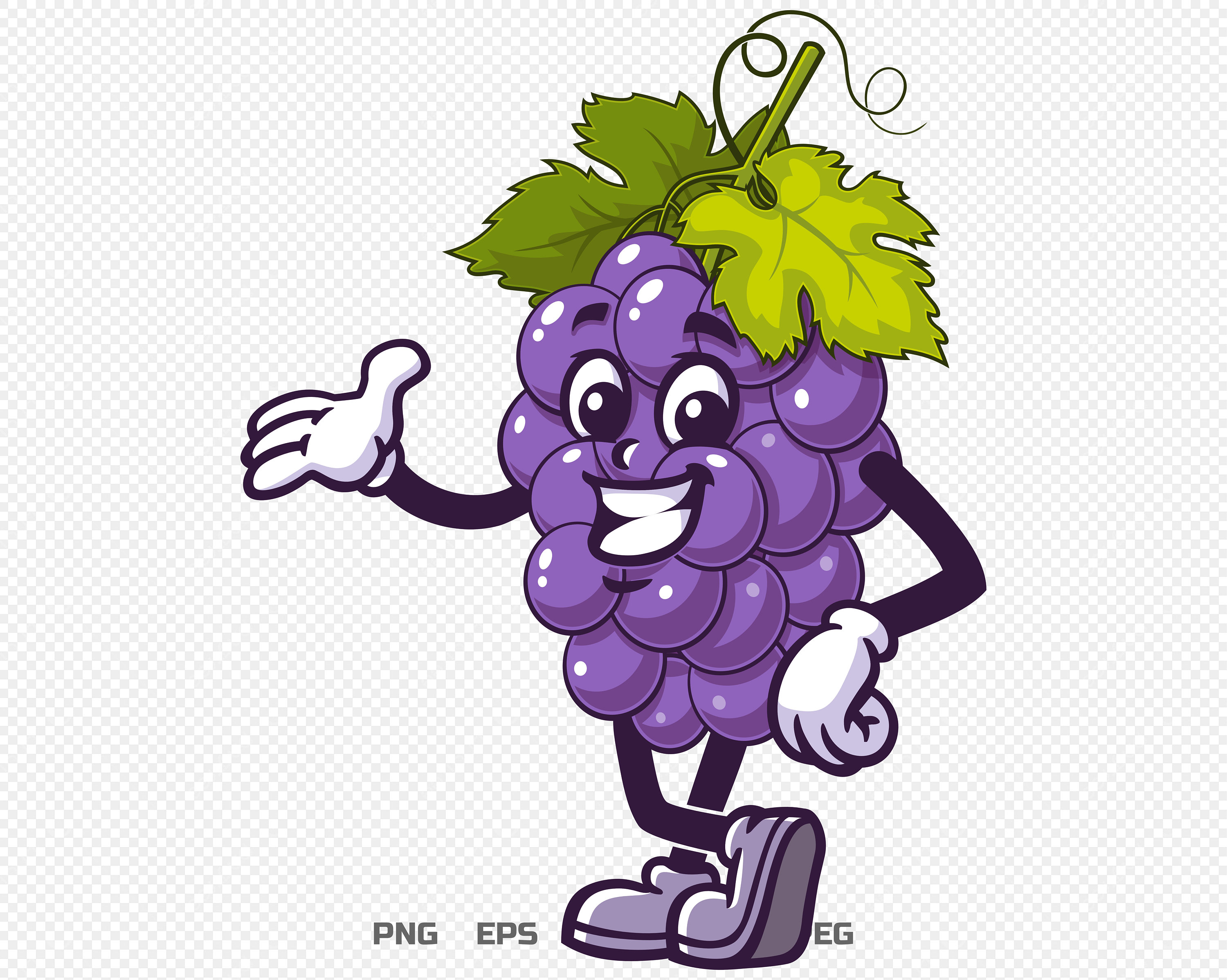 Grape Cartoon Mascot Illustration Design Character Vector - Etsy