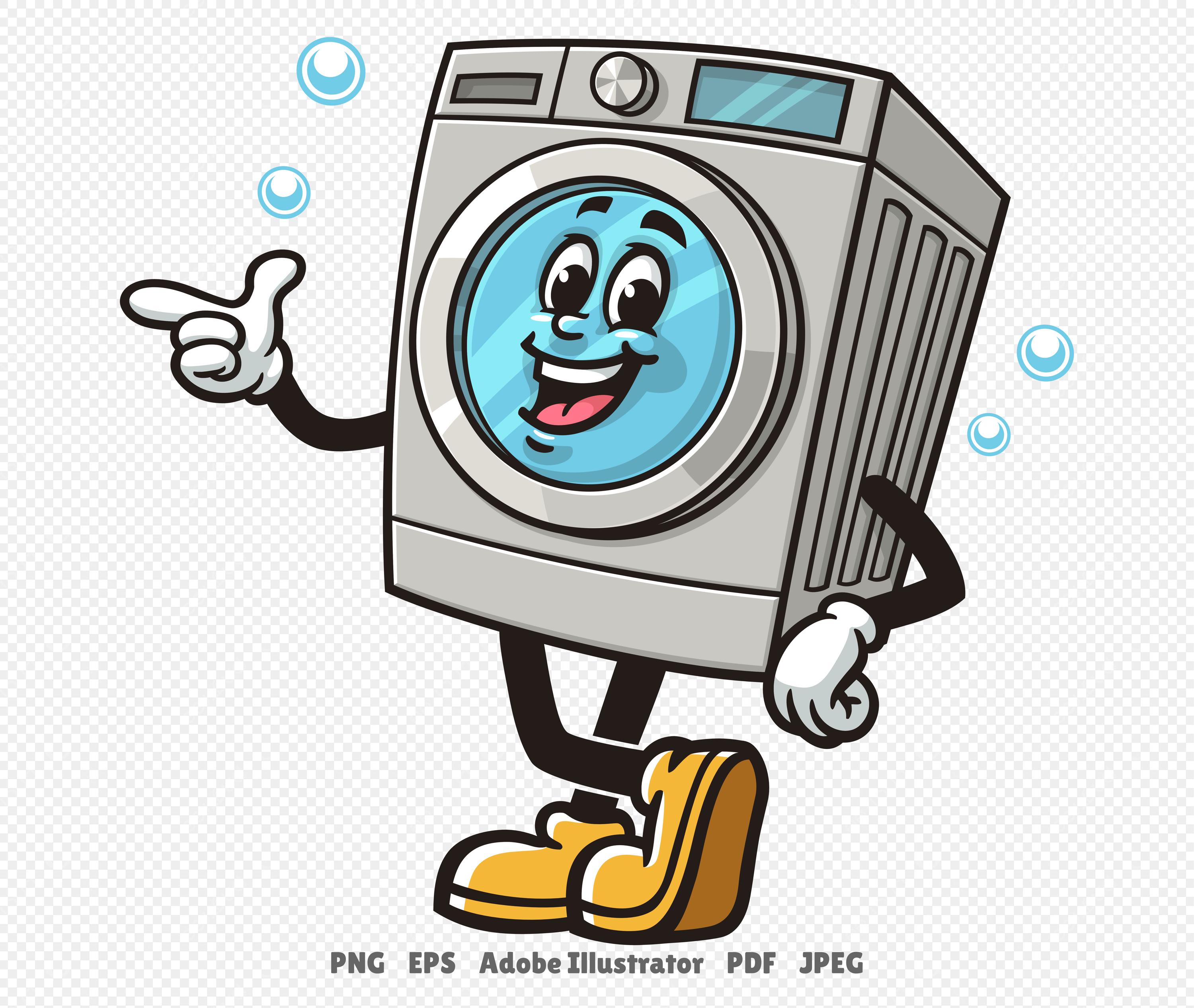 Washing Machine Cartoon Mascot Illustration Character Vector Clip-art ...