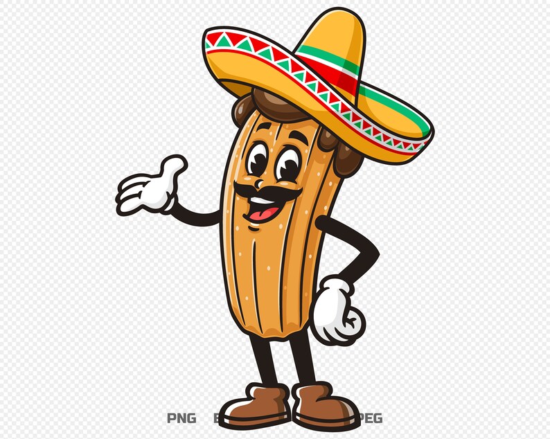 CHURROS Wearing Sombrero Cartoon Mascot Illustration Character Vector ...