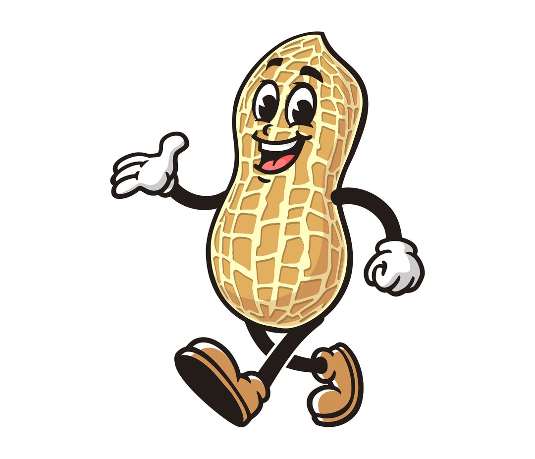Walking Peanut Cartoon Mascot Illustration Design Character Vector Clip ...