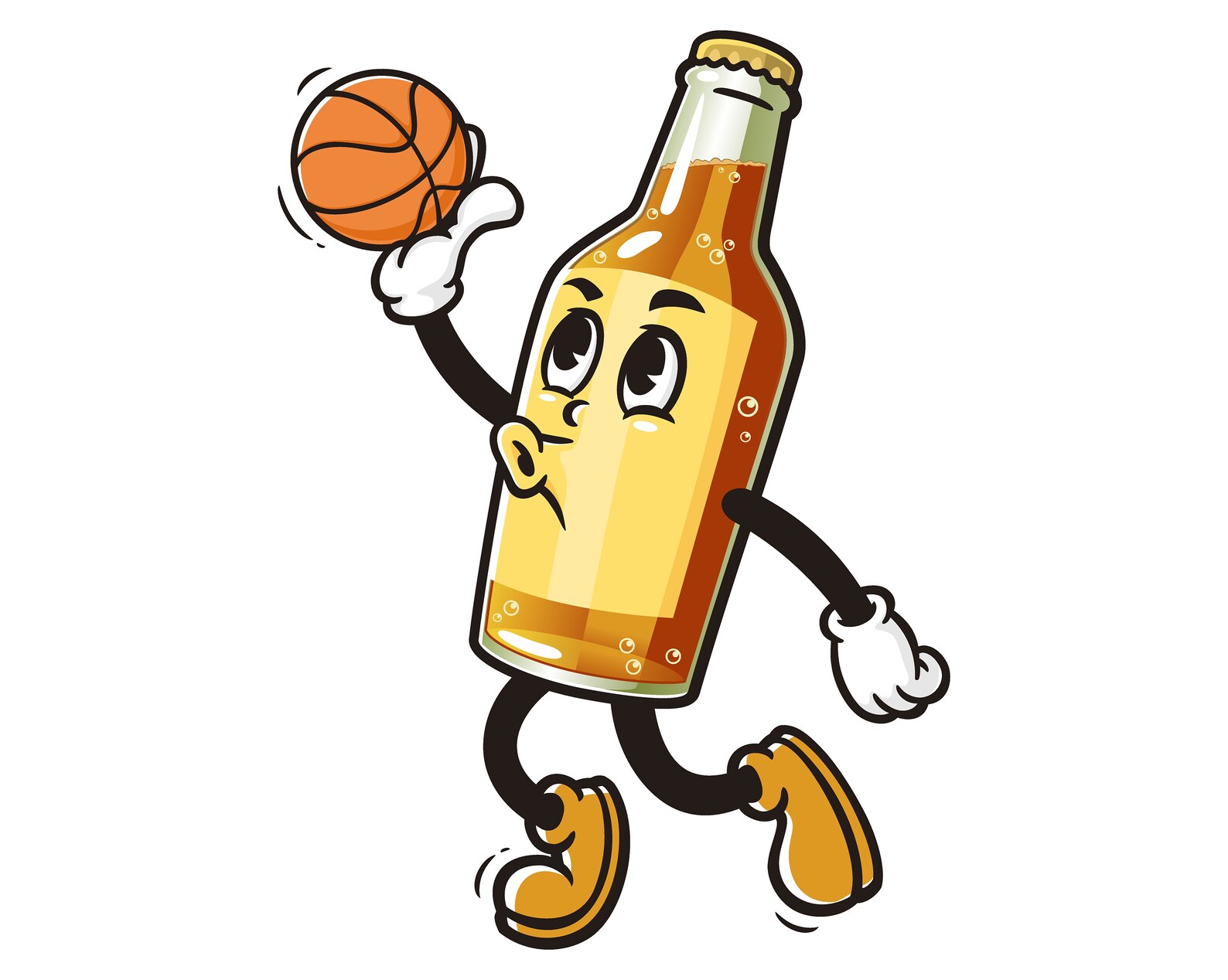 Beer Bottle Slam Dunk Basketball Cartoon Mascot Illustration Design ...