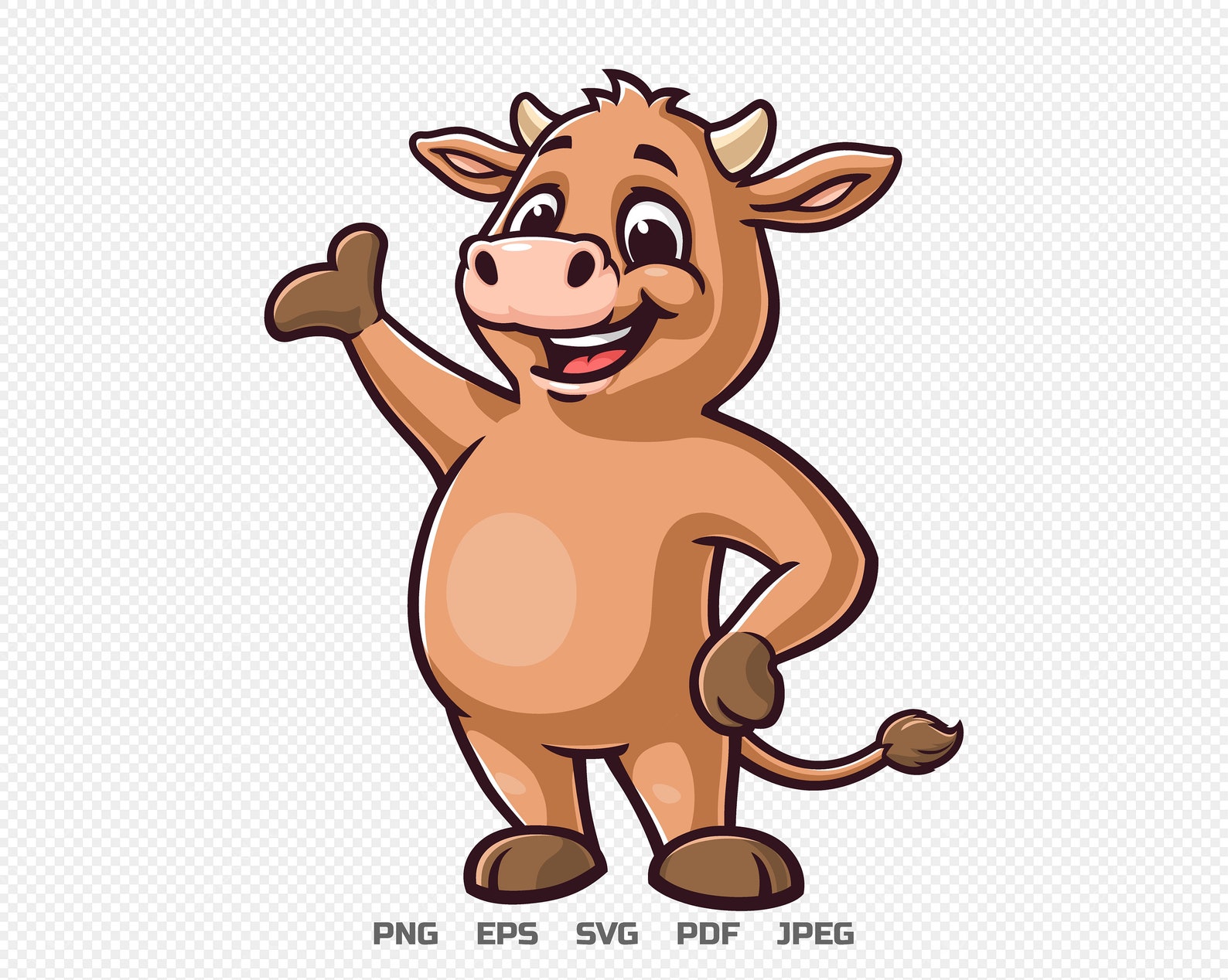 Cute Cow Cartoon Mascot Illustration Character Vector Logo Clip Art ...
