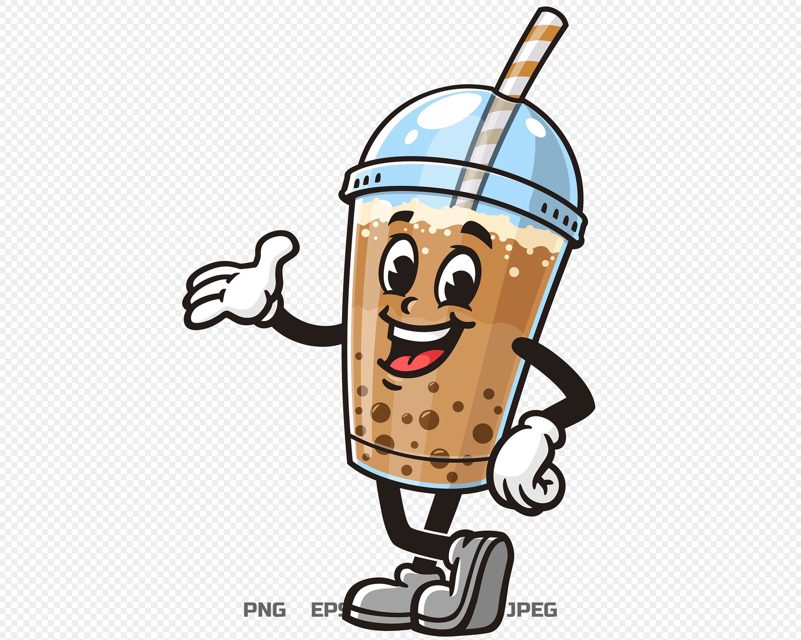 Bubble Tea Boba Ice Cartoon Mascot Illustration Design Character Vector ...