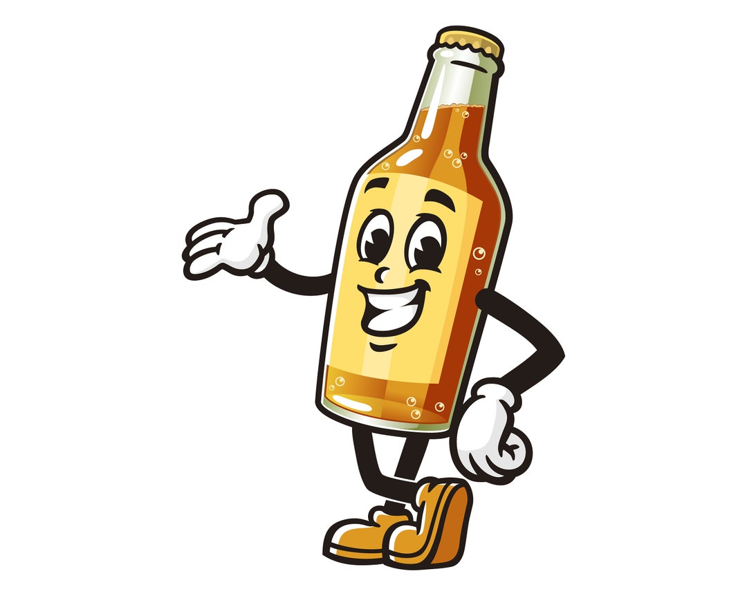 Beer Bottle Cartoon Mascot Vector Illustration Design Character - Etsy