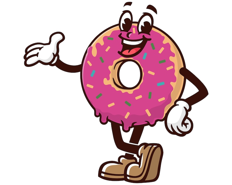 Donuts Cartoon Mascot Illustration Design Character Vector - Etsy