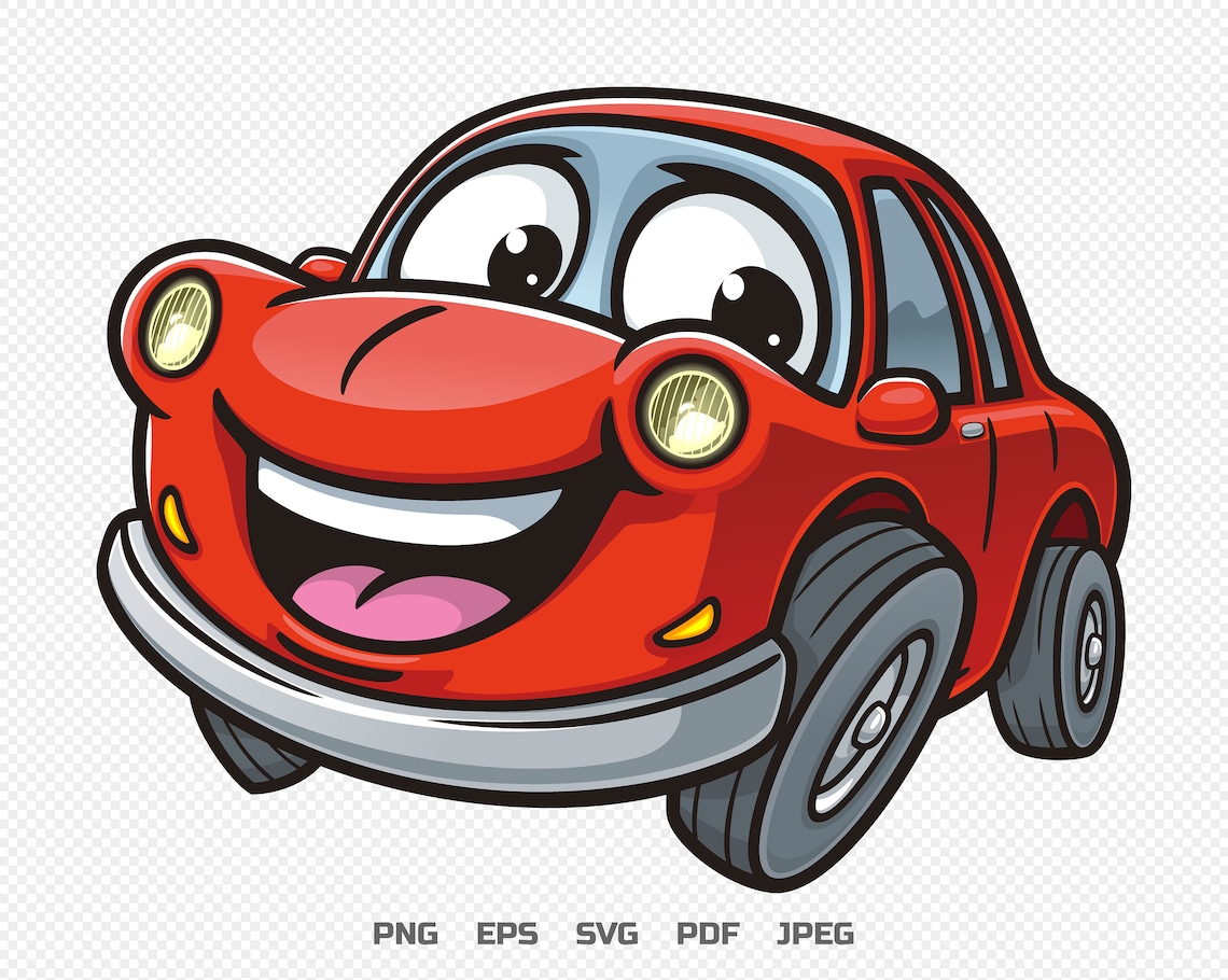 Car Cartoon Mascot Illustration Character Vector Clip-art Hand-drawn ...