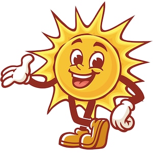 Sun Cartoon Mascot Illustration Design Character Vector - Etsy