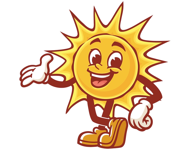 Sun Cartoon Mascot Illustration Design Character Vector - Etsy