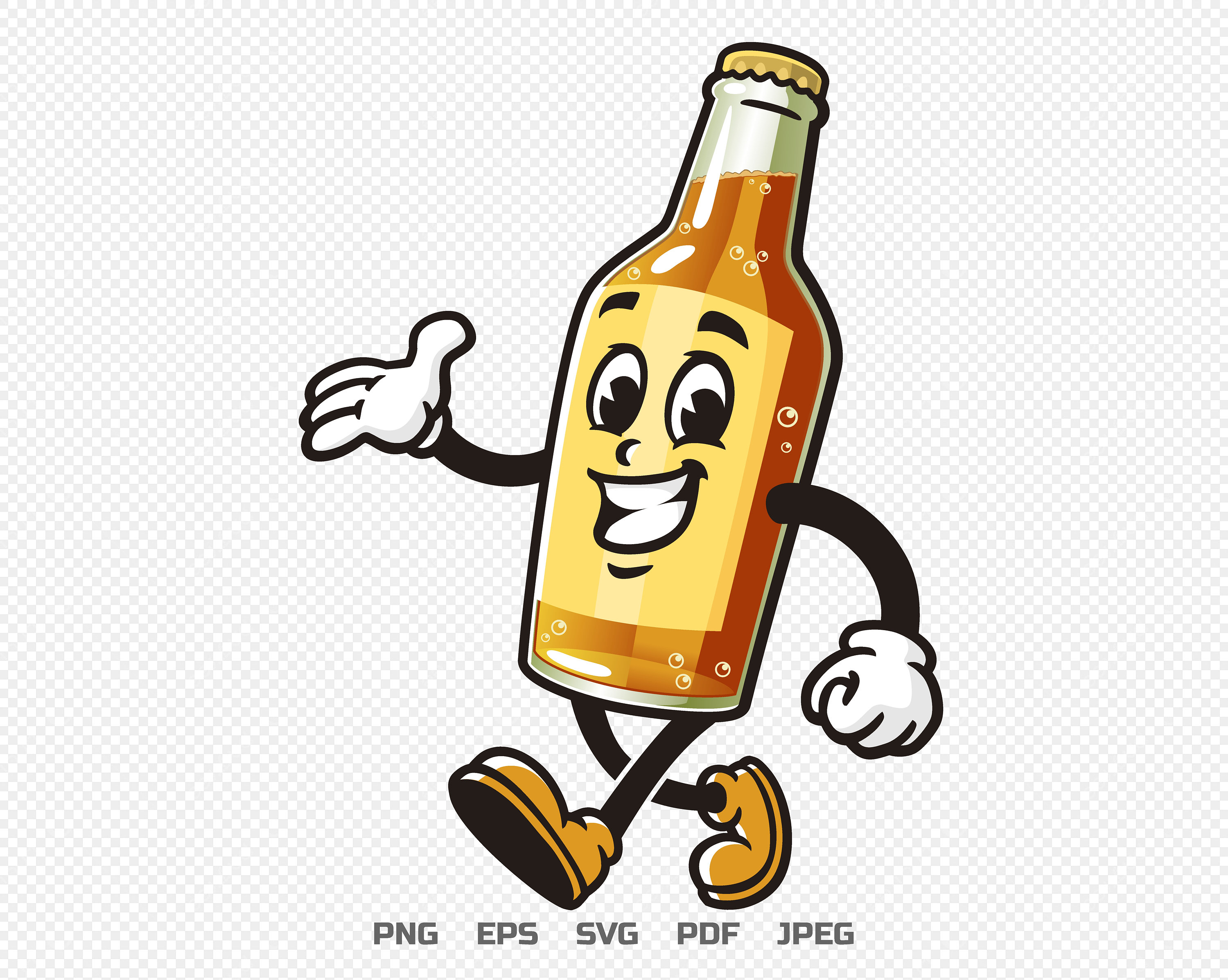 Walking Beer Bottle Wine Cartoon Mascot Illustration Design Character ...