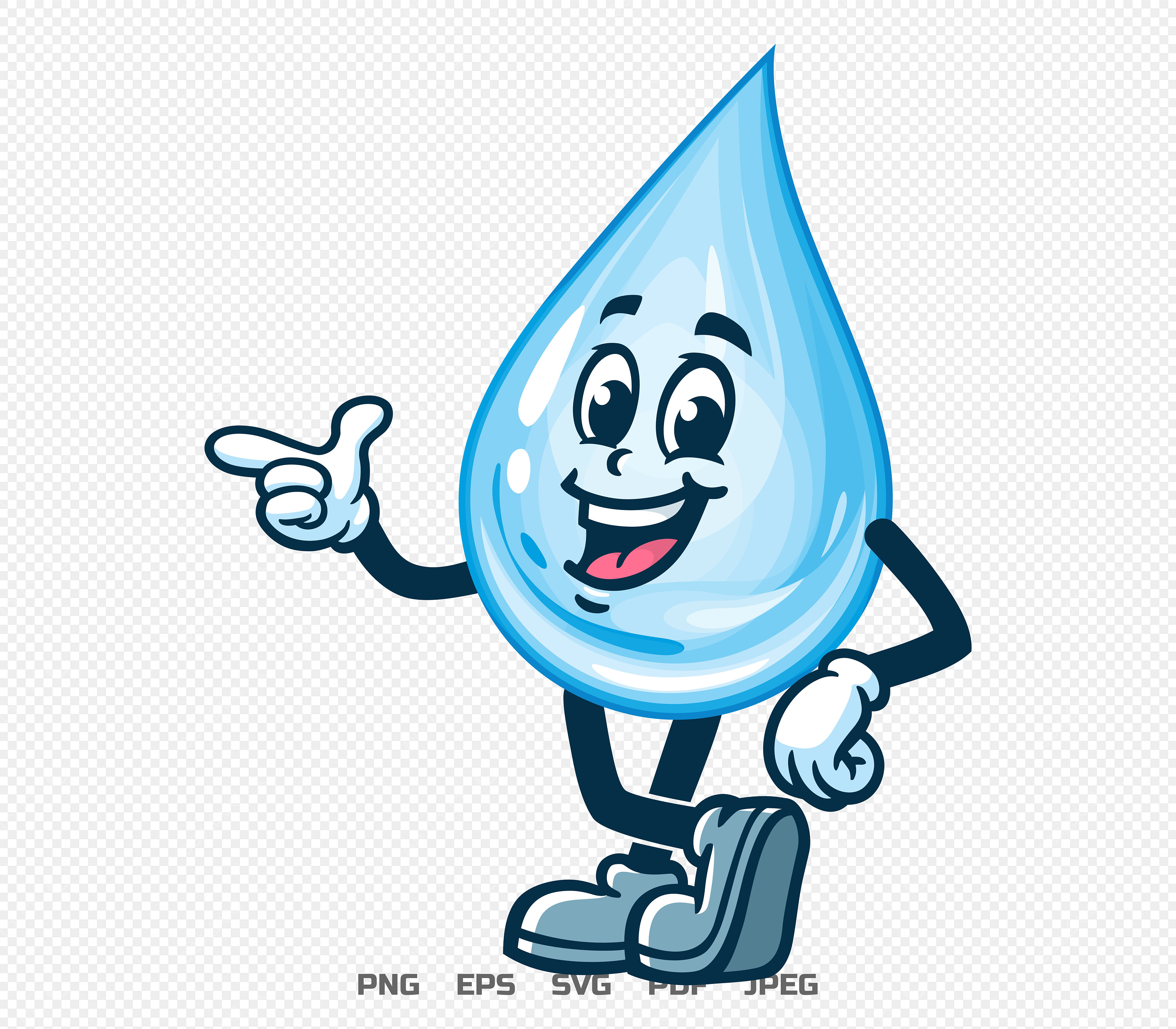 Water Drop Cartoon Mascot Illustration Design Character Vector Clip Art ...