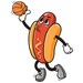 Hot Dog Playing Basketball Slam Dunk Cartoon Mascot Illustration Design ...