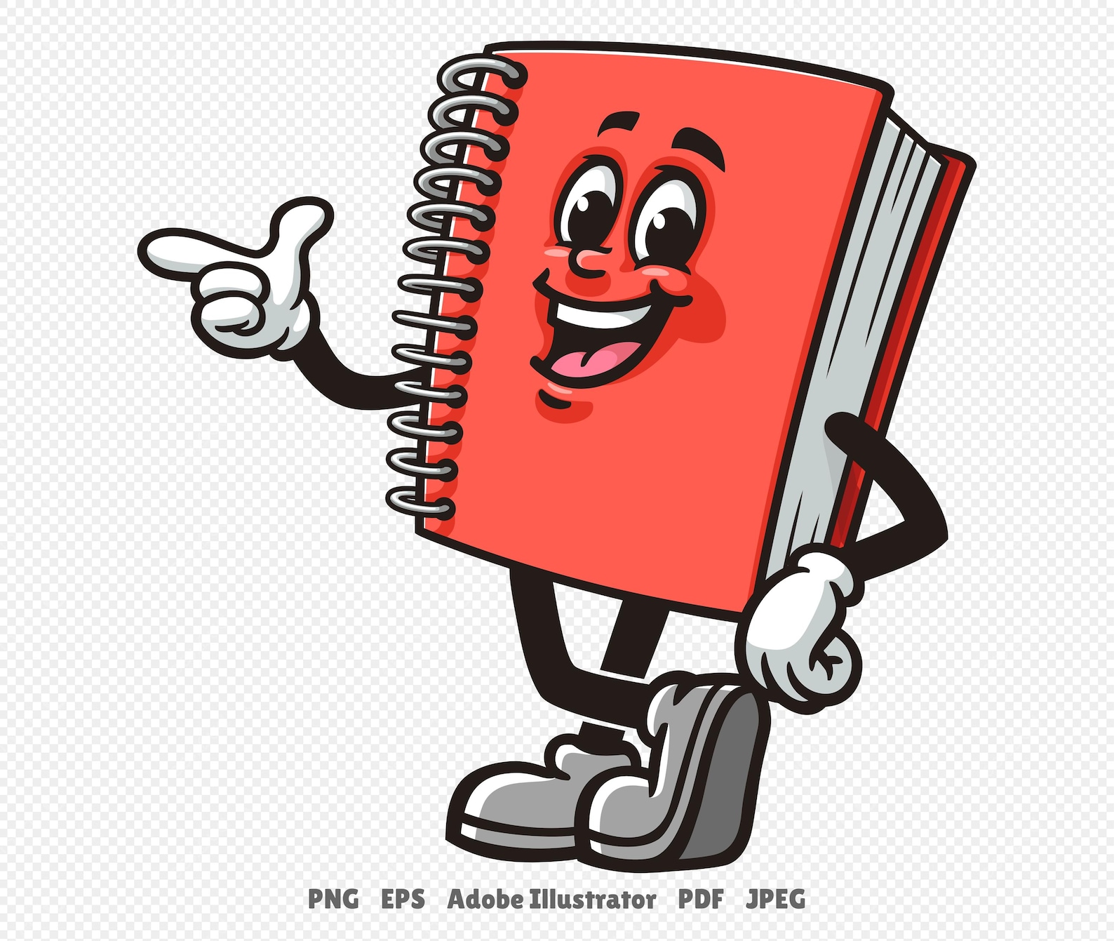 Notebook Cartoon Mascot Illustration Character Vector Clip-art Hand ...