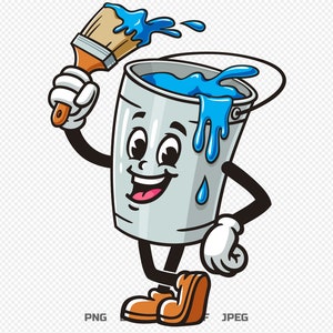Paint Bucket Cartoon Mascot Illustration Design Character Vector - Etsy